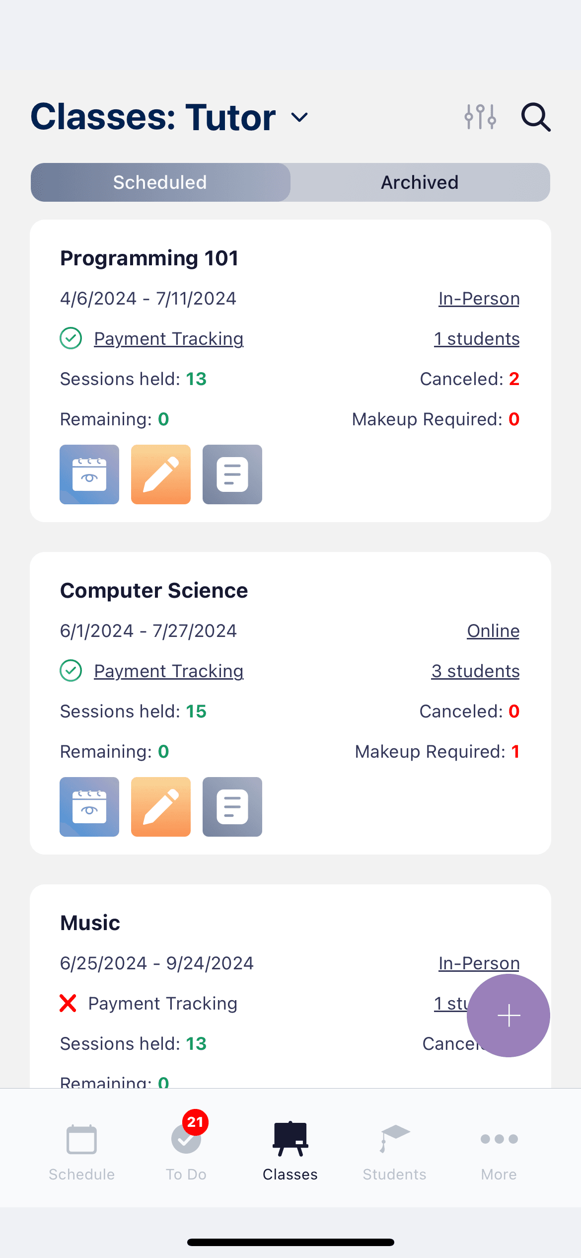 Class Management - UpKeepDay